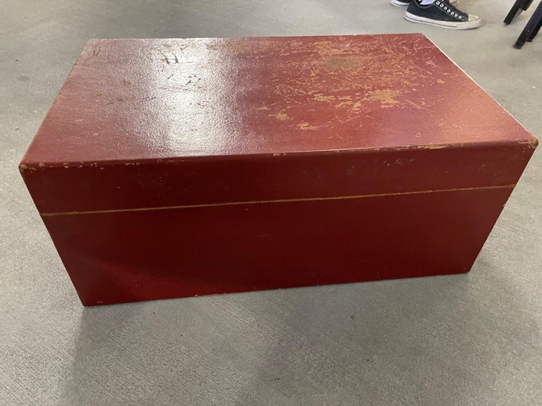 Chinese Red Leather Trunk with Brass Lock and Handles, 20th Century For ...