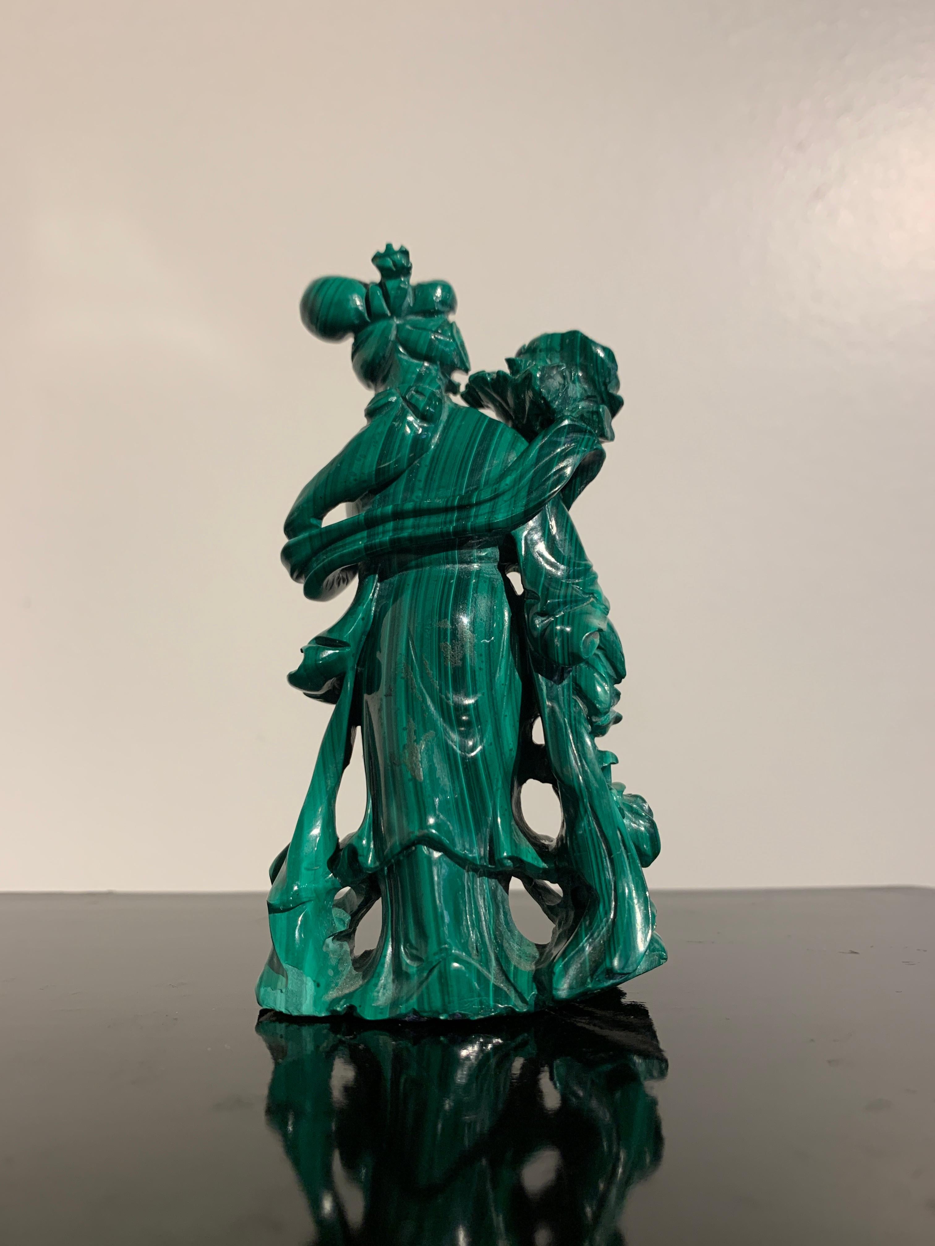 Chinese Republic Period Malachite Carving of a Beauty, Meiren Early ...