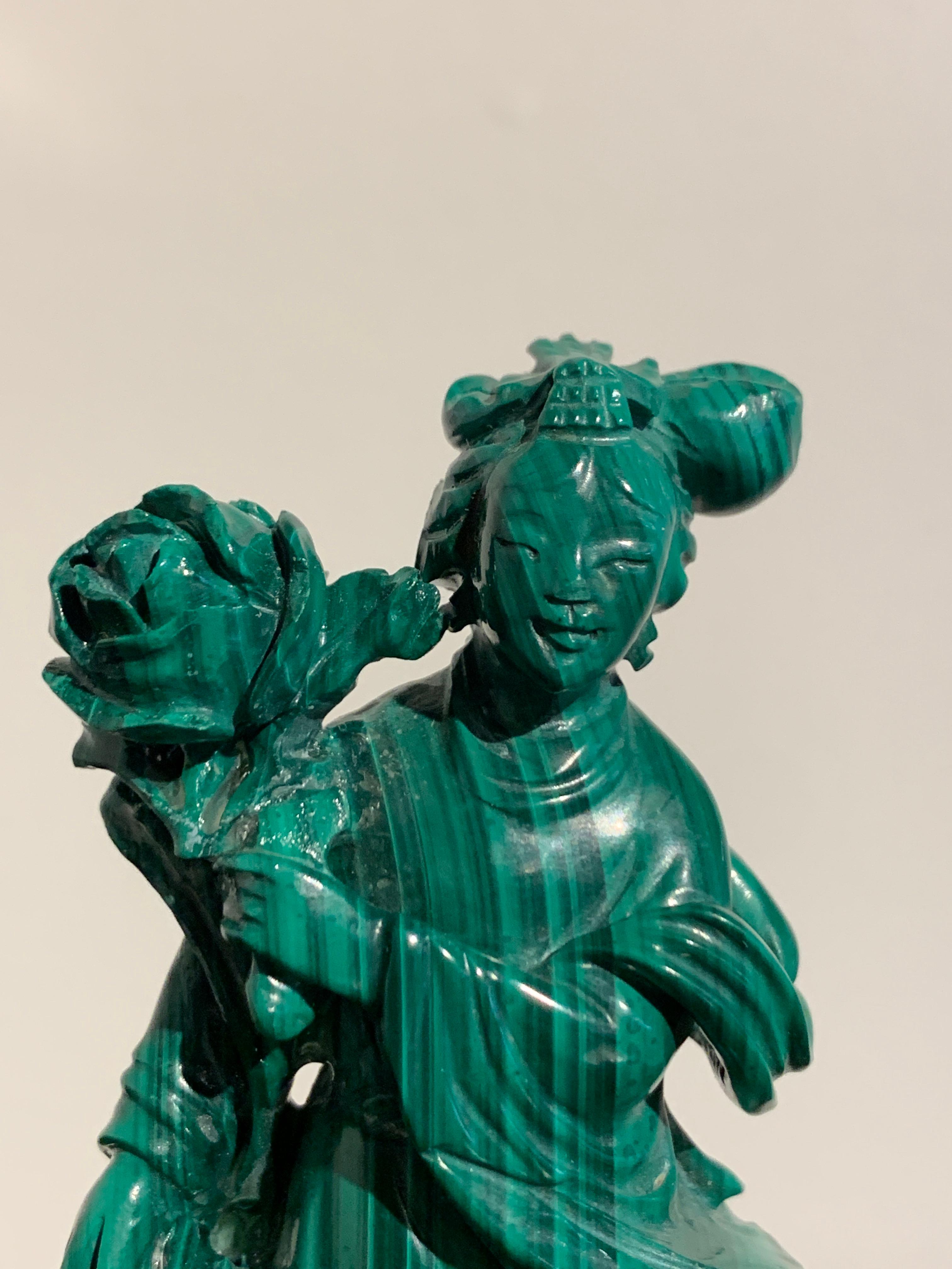 Chinese Republic Period Malachite Carving of a Beauty, Meiren Early ...