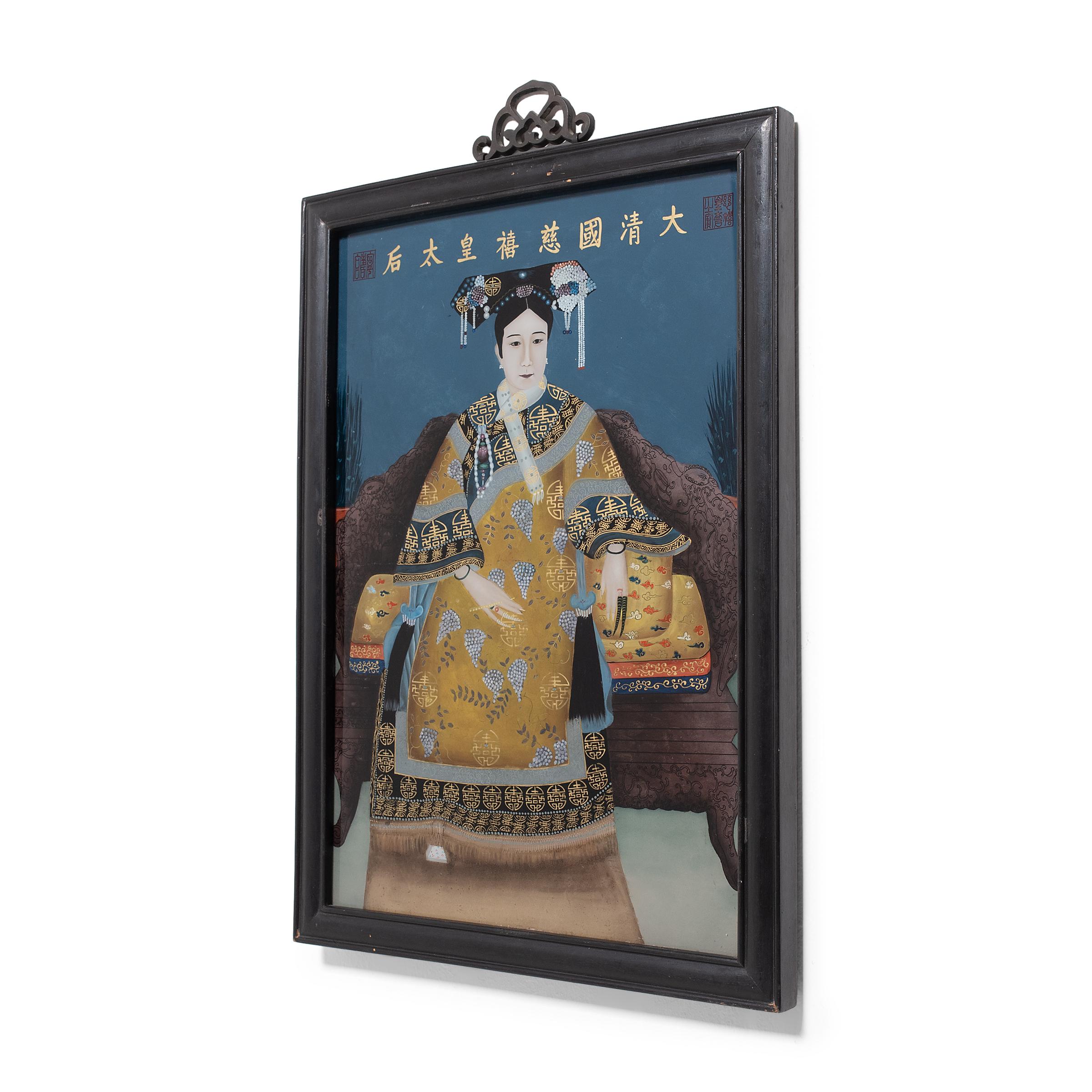 Chinese Reverse Glass Portrait of Empress Dowager Cixi at 1stDibs