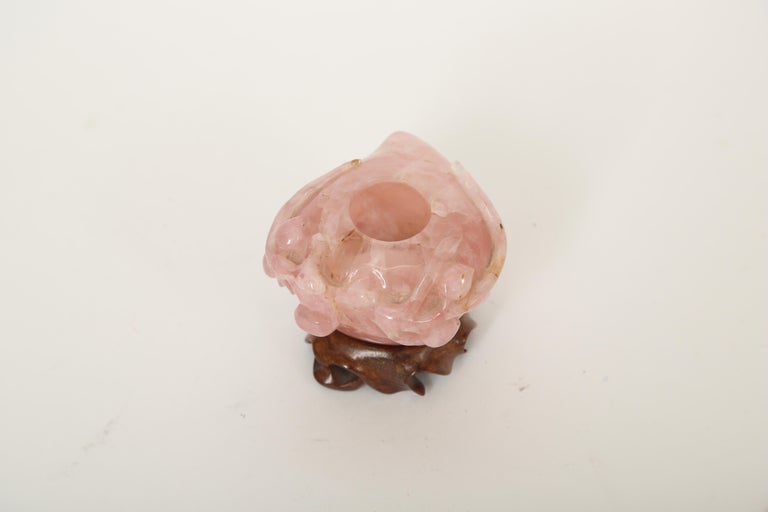 Brush Washer-Rose Quartz on a Custom Hand Carved Stand For Sale at 1stDibs