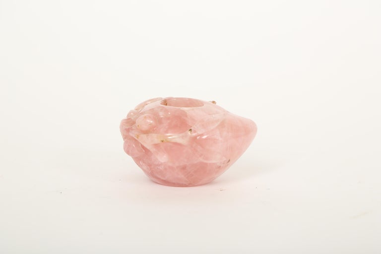 Brush Washer-Rose Quartz on a Custom Hand Carved Stand For Sale at 1stDibs