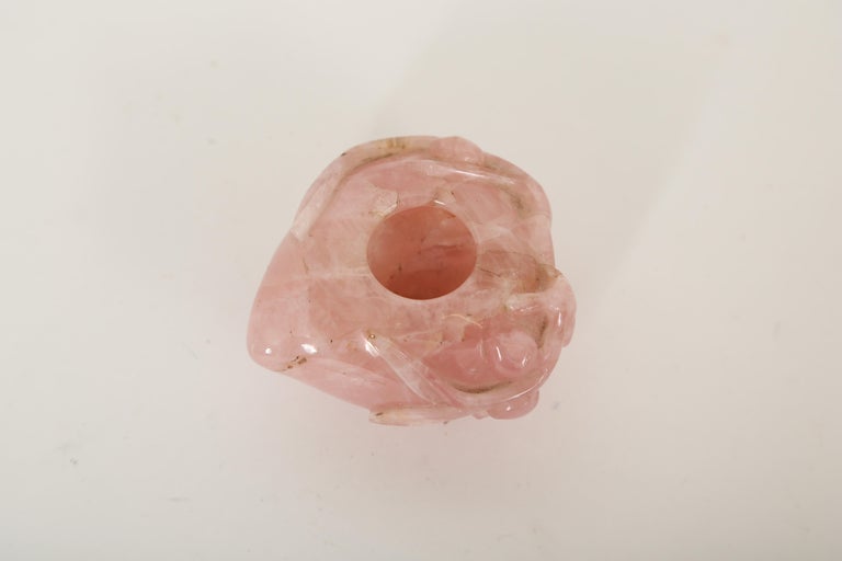 Brush Washer-Rose Quartz on a Custom Hand Carved Stand For Sale at 1stDibs