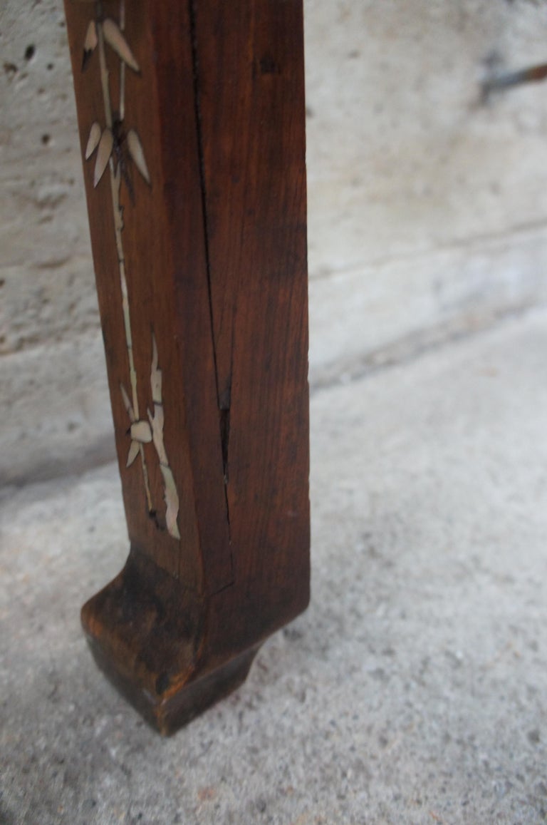 Chinese Rosewood Antique Mother of Pearl Marble Breakfast Game Table ...