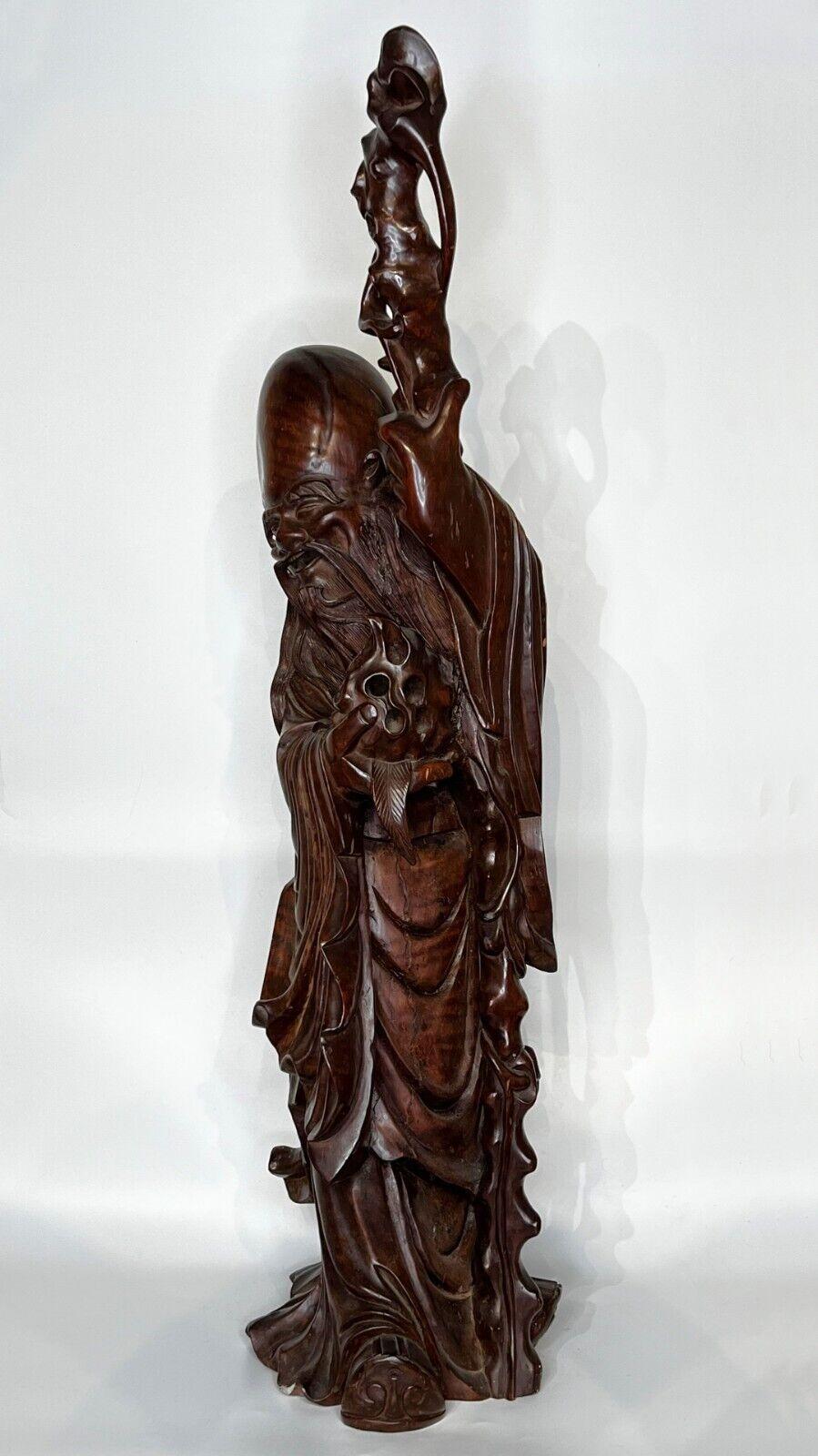 Chinese Rosewood Sculpture of Daoist Deity For Sale at 1stDibs