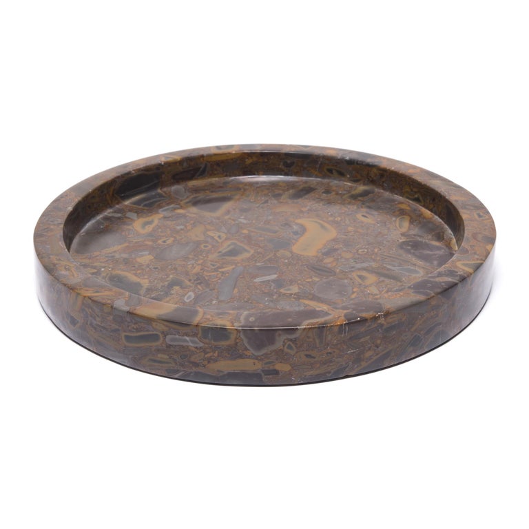 Chinese Round Puddingstone Tray at 1stDibs
