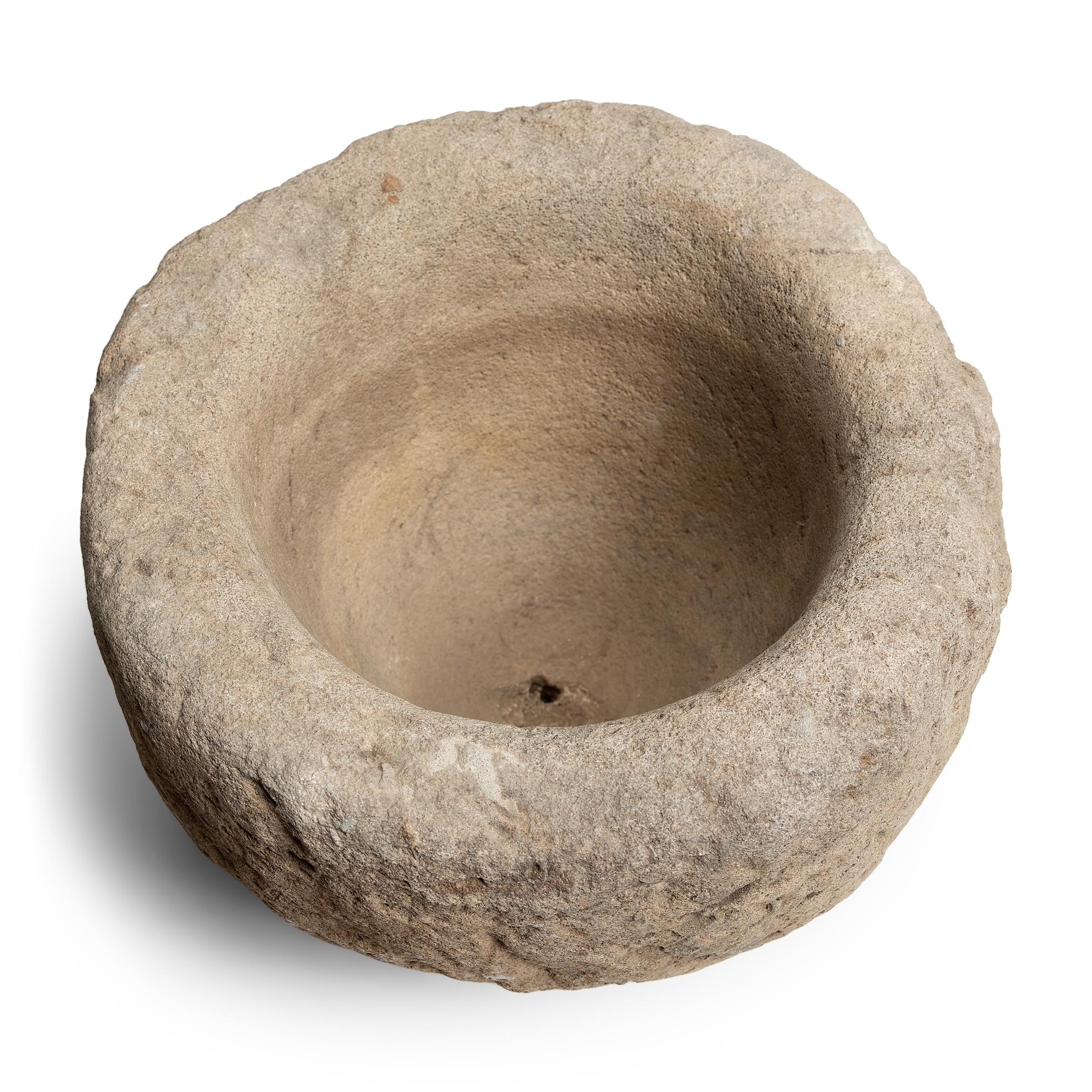 Chinese Round Stone Mortar, circa 1900 at 1stDibs