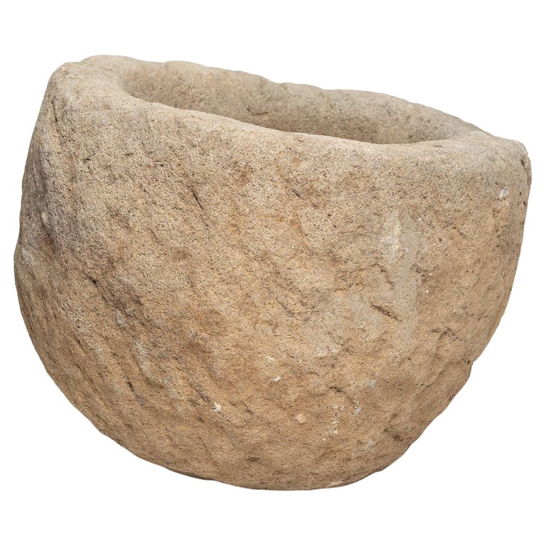 Chinese Round Stone Mortar, c. 1900 at 1stDibs