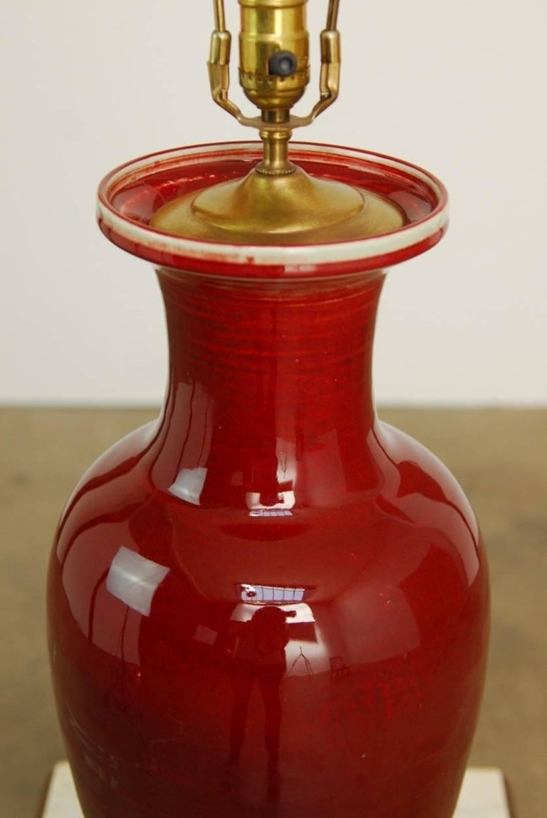 Chinese Sang de Boeuf Oxblood Vase Table Lamp at 1stDibs