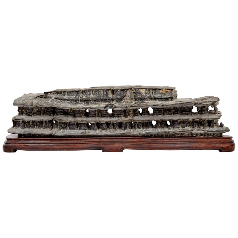 Chinese Scholar Rock Wuling Stone on Stand For Sale at 1stDibs