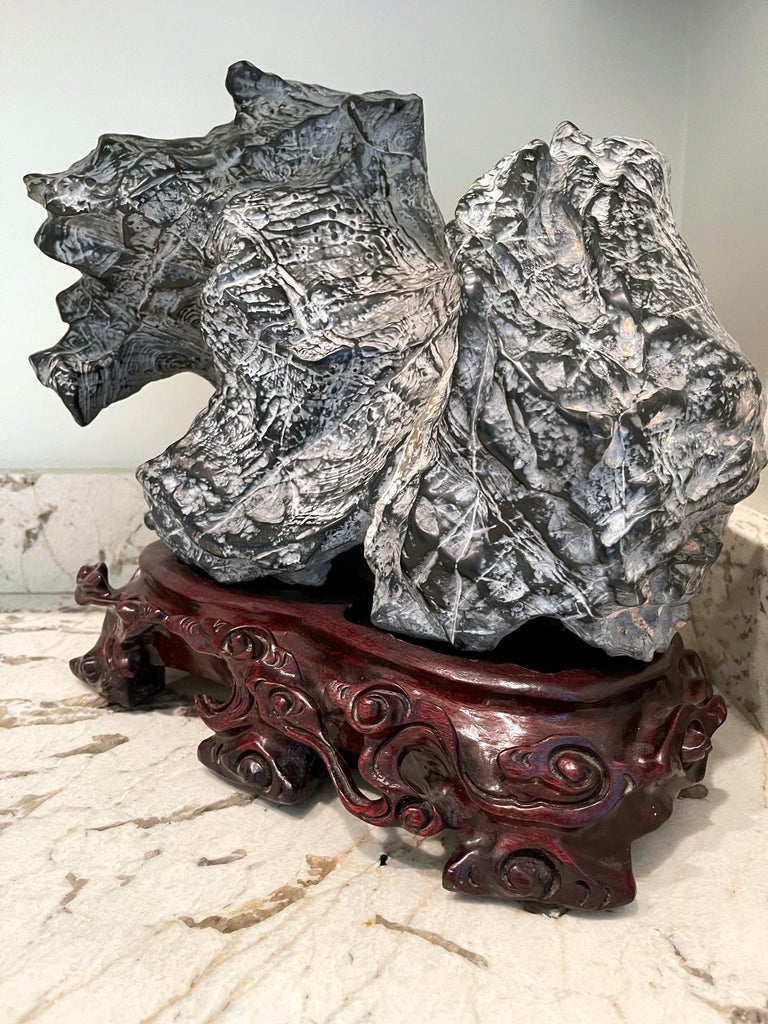 Chinese Scholar Stone on Wood Base at 1stDibs | scholar stone for sale ...