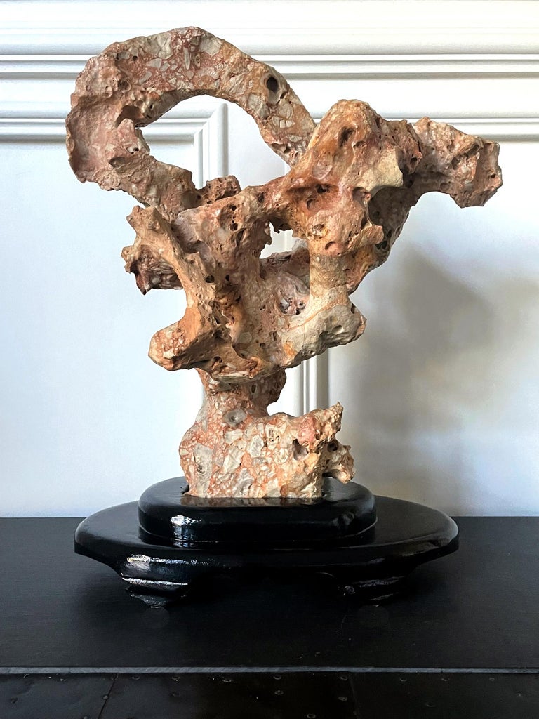Chinese Scholar Stone Taihu Rock on Wood Stand For Sale at 1stDibs