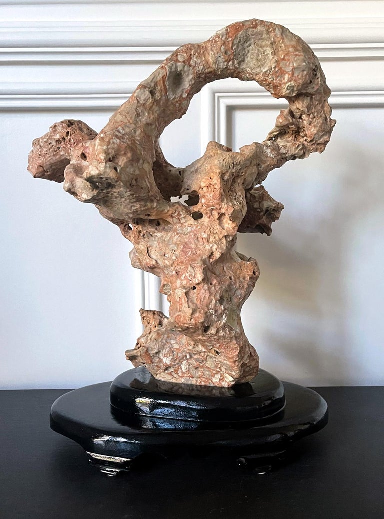 Chinese Scholar Stone Taihu Rock on Wood Stand For Sale at 1stDibs