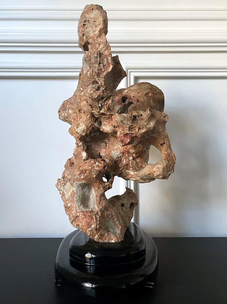 Chinese Scholar Stone Taihu Rock on Wood Stand For Sale at 1stDibs