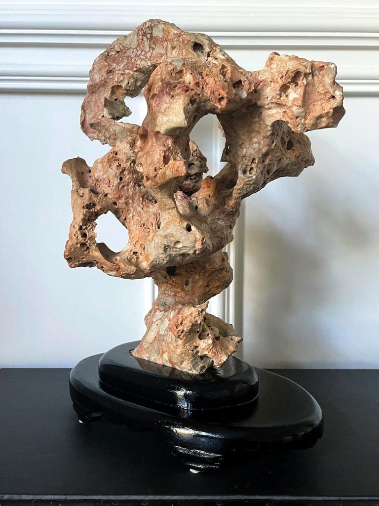 Chinese Scholar Stone Taihu Rock on Wood Stand For Sale at 1stDibs