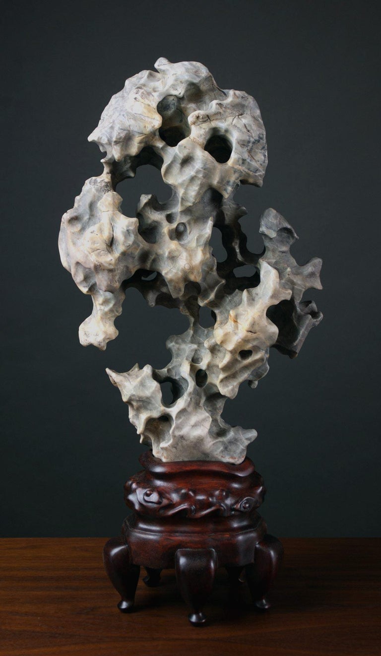 Chinese Scholar Stone from Taihu Lake on Stand at 1stDibs