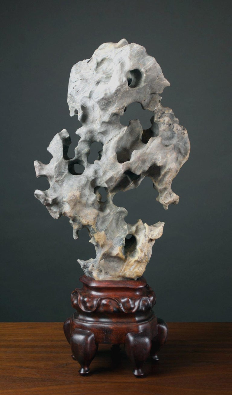 Chinese Scholar Stone from Taihu Lake on Stand at 1stDibs