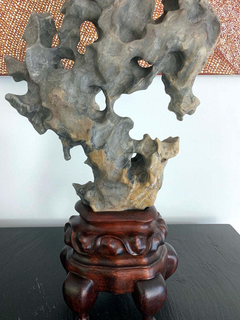 Chinese Scholar Stone from Taihu Lake on Stand at 1stDibs