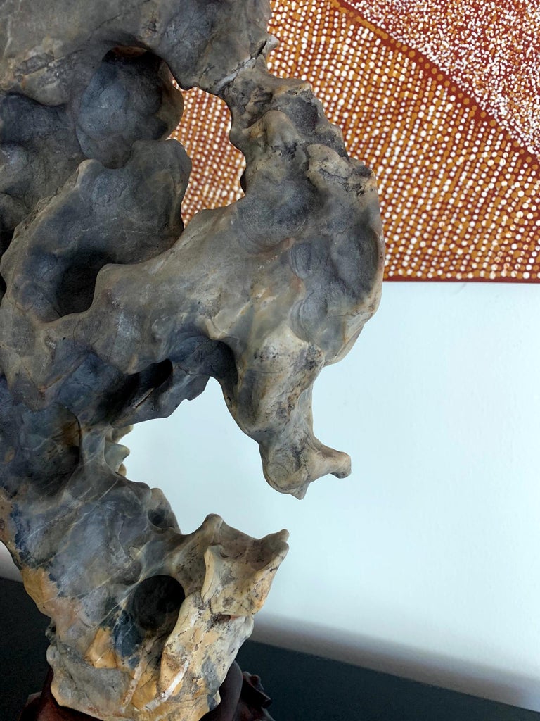 Chinese Scholar Stone from Taihu Lake on Stand at 1stDibs