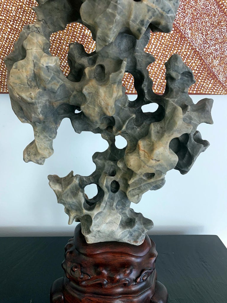 Chinese Scholar Stone from Taihu Lake on Stand at 1stDibs