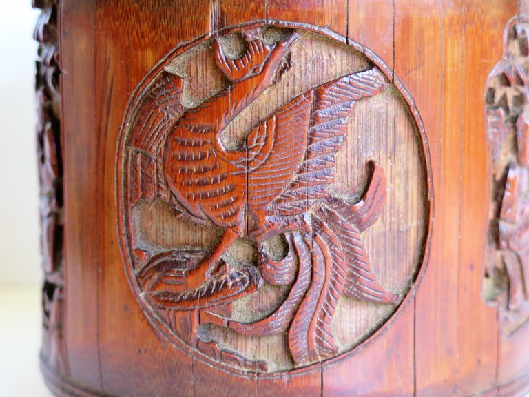 Chinese Brush Pot or Bitong in Bamboo Finely Carved and Signed, Early ...