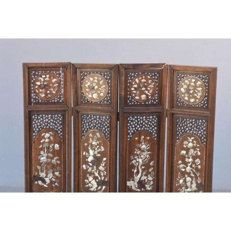 Chinese Screen in Wood and Inlay, Early 20th Century at 1stDibs
