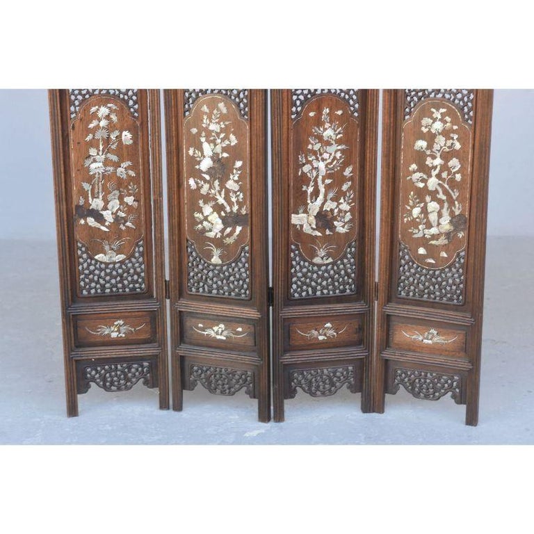 Chinese Screen in Wood and Inlay, Early 20th Century at 1stDibs