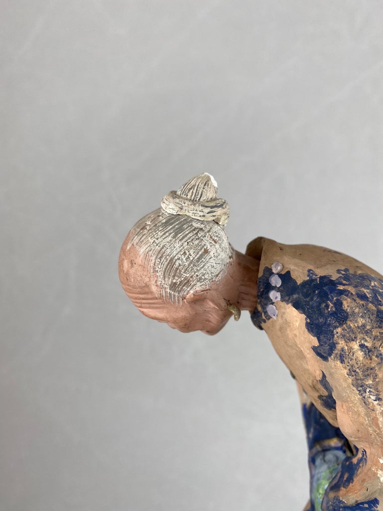 Chinese Sculptured and Painted Clay Figure of an Elderly Man, 19th ...