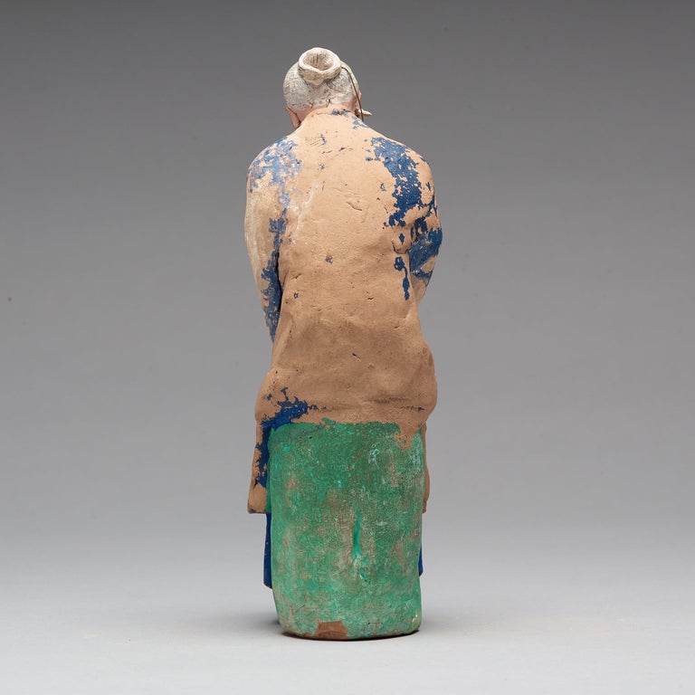 Chinese Sculptured and Painted Clay Figure of an Elderly Man, 19th ...