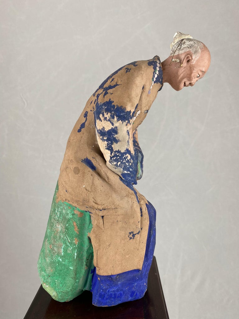 Chinese Sculptured and Painted Clay Figure of an Elderly Man, 19th ...