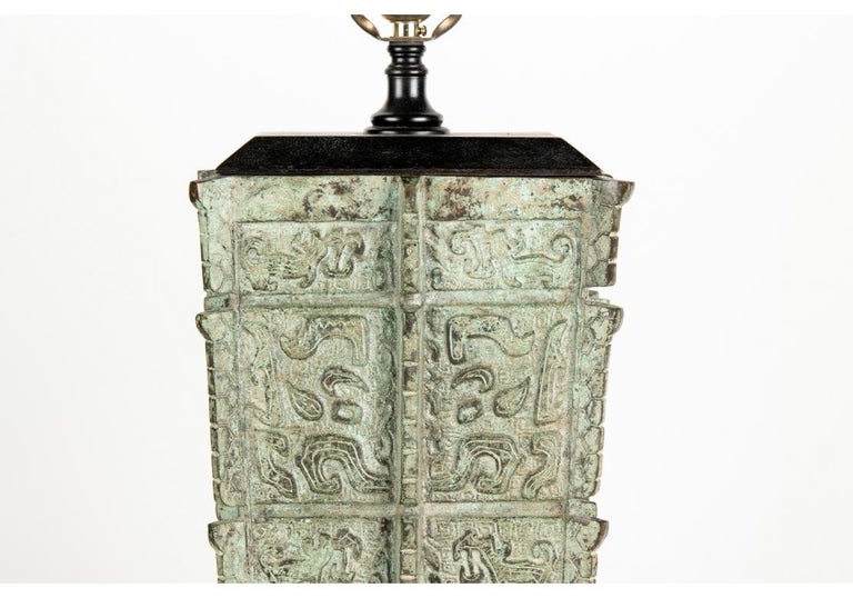 Chinese Shang Bronze Vessel Style Lamp For Sale at 1stDibs