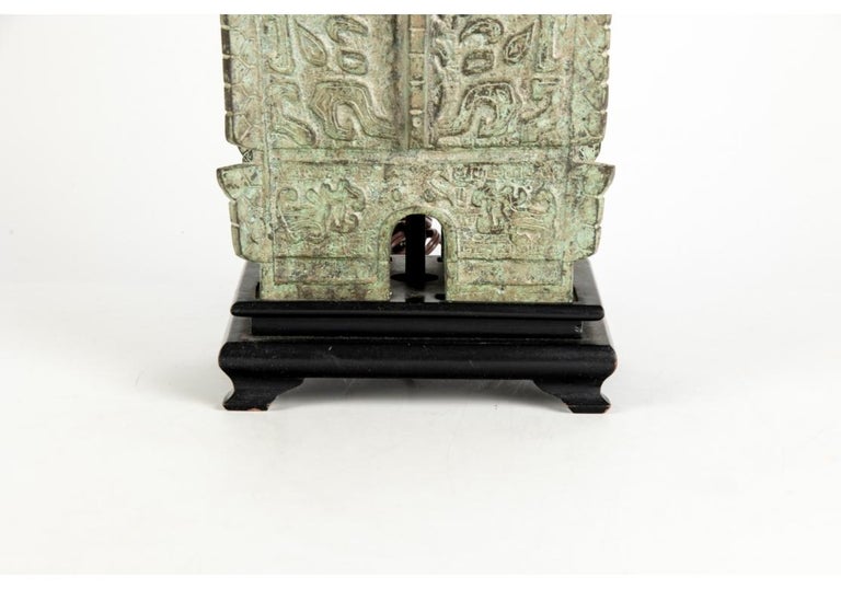 Chinese Shang Bronze Vessel Style Lamp For Sale at 1stDibs