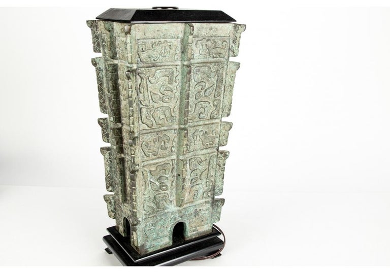 Chinese Shang Bronze Vessel Style Lamp For Sale at 1stDibs