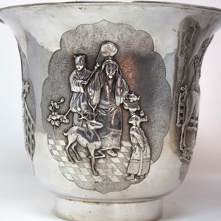 Chinese Silver Cache Pot Pair Bao Heng Xiang For Sale at 1stDibs