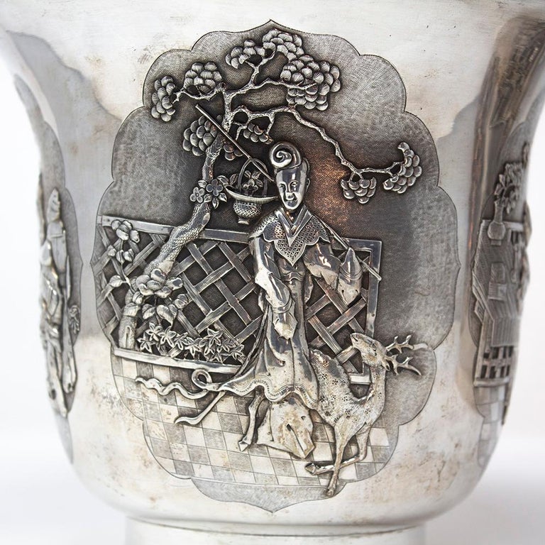 Chinese Silver Cache Pot Pair Bao Heng Xiang For Sale at 1stDibs