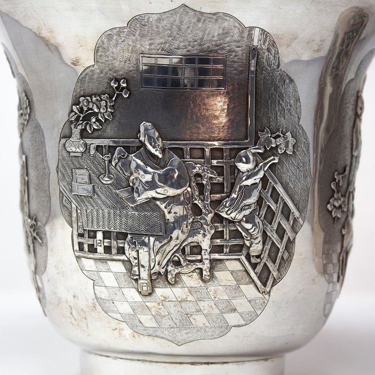 Chinese Silver Cache Pot Pair Bao Heng Xiang For Sale at 1stDibs