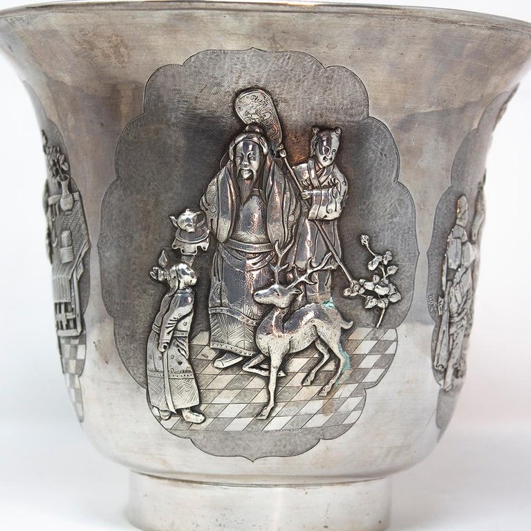 Chinese Silver Cache Pot Pair Bao Heng Xiang For Sale at 1stDibs