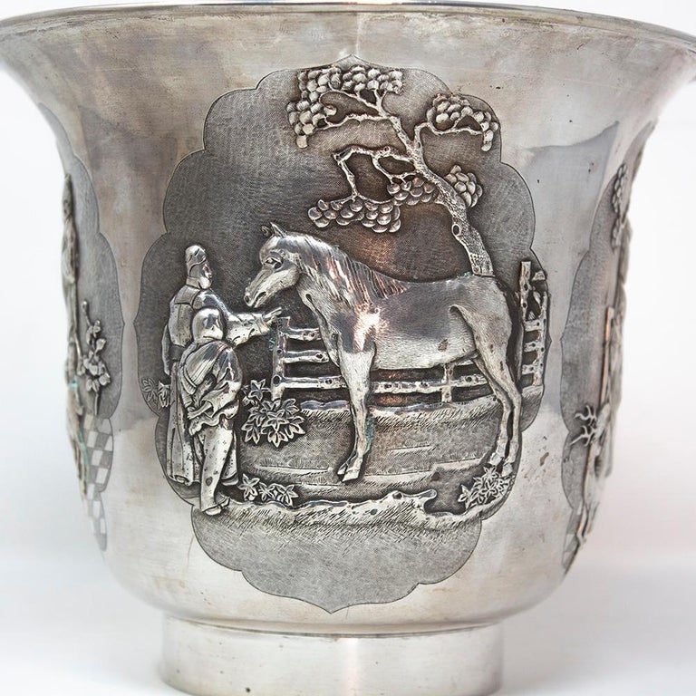 Chinese Silver Cache Pot Pair Bao Heng Xiang For Sale at 1stDibs