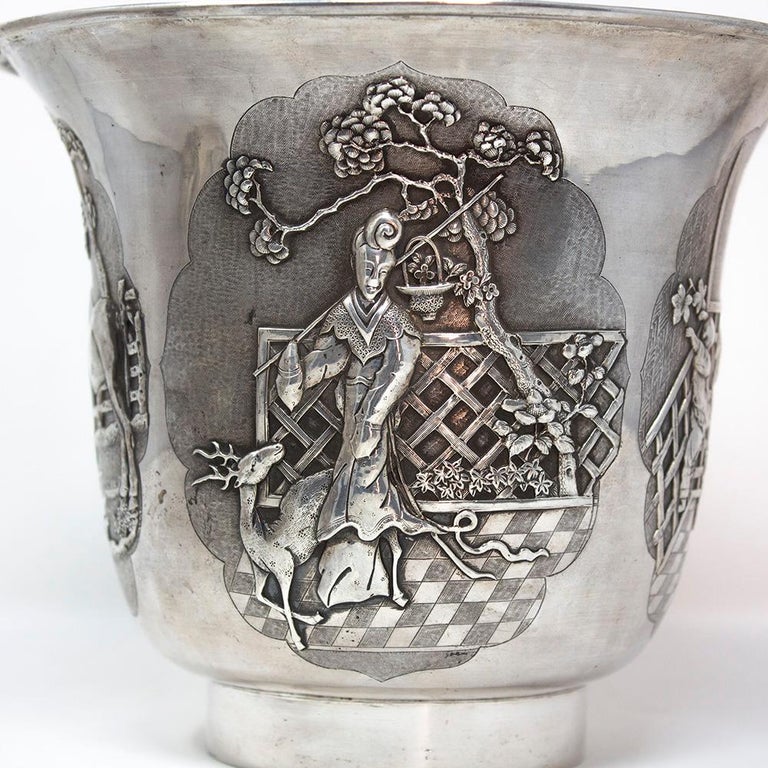Chinese Silver Cache Pot Pair Bao Heng Xiang For Sale at 1stDibs