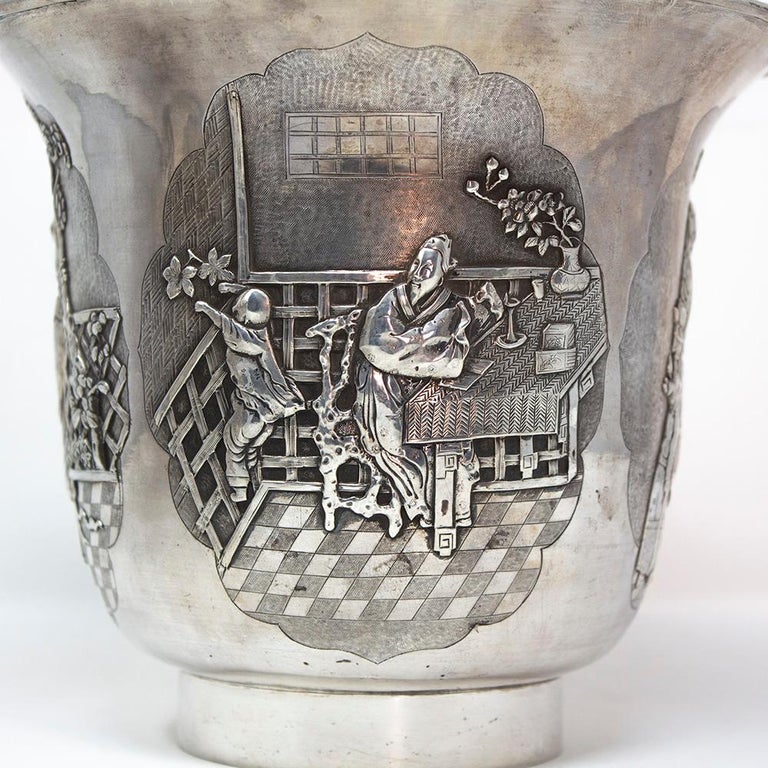 Chinese Silver Cache Pot Pair Bao Heng Xiang For Sale at 1stDibs