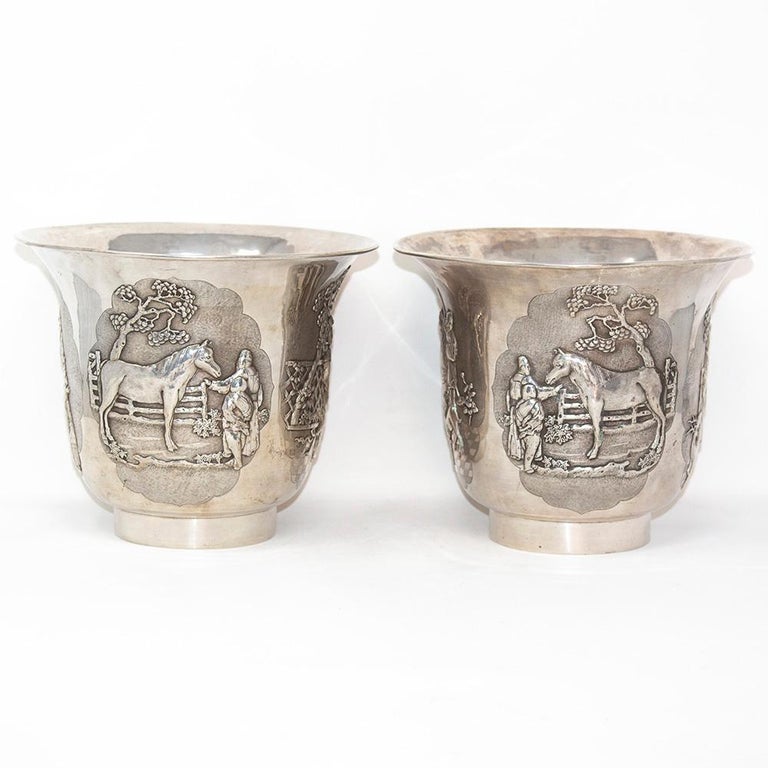 Chinese Silver Cache Pot Pair Bao Heng Xiang For Sale at 1stDibs