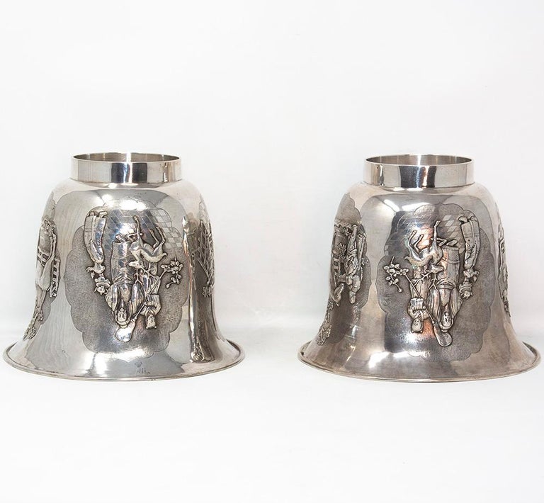 Chinese Silver Cache Pot Pair Bao Heng Xiang For Sale at 1stDibs