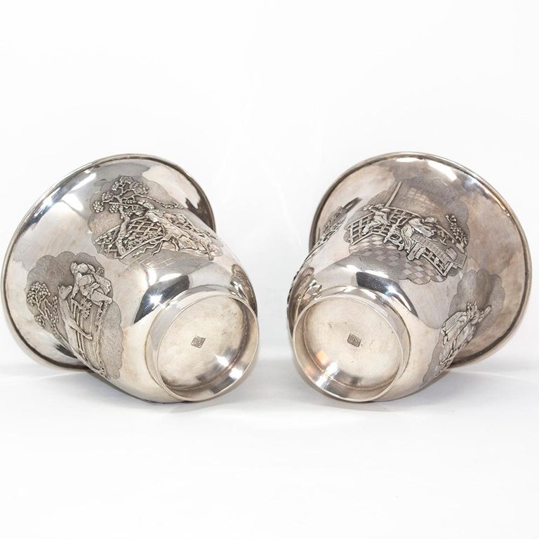 Chinese Silver Cache Pot Pair Bao Heng Xiang For Sale at 1stDibs