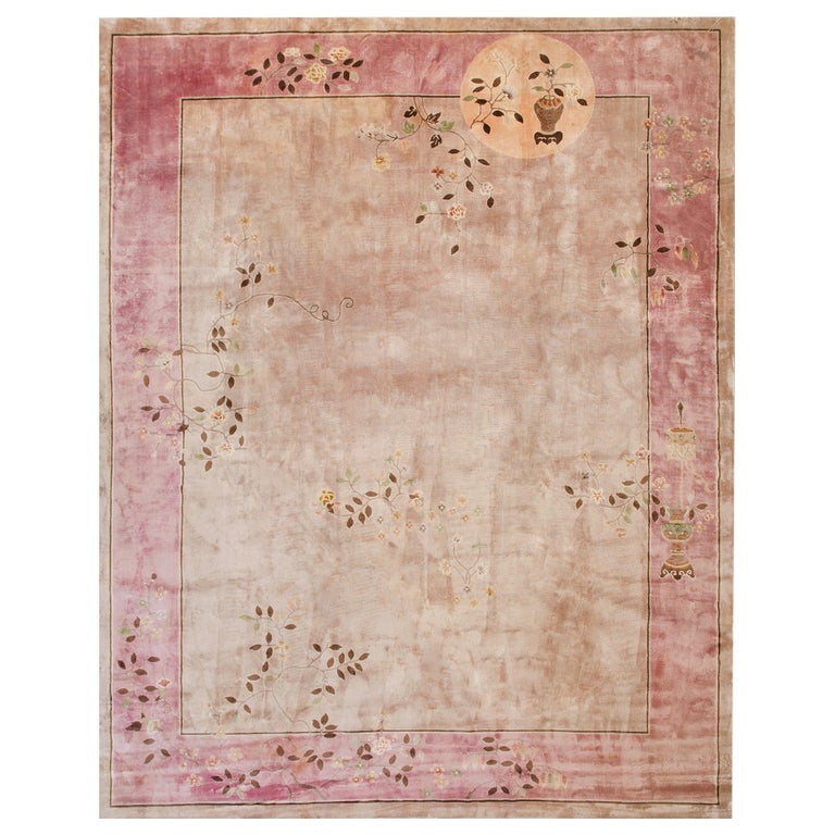 Antique Chinese Silk Rug 9' 0" x 11' 4" For Sale at 1stDibs