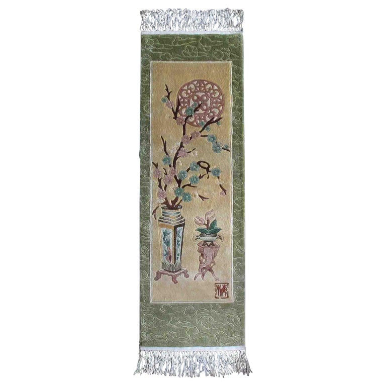 Chinese Silk Sculpted Pictorial Hanging Rug, China, 20th Century at 1stDibs
