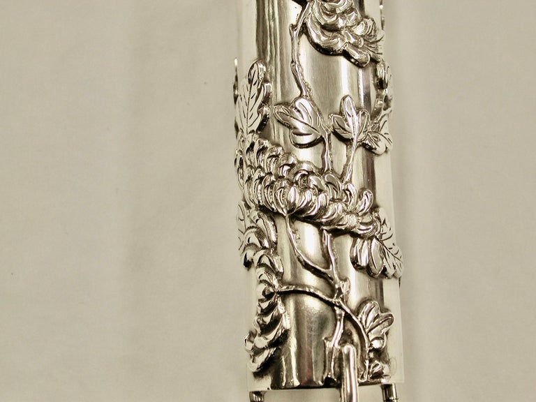 Chinese Silver Bud Vase Decorated with Chrysanthemums, circa 1890 For ...