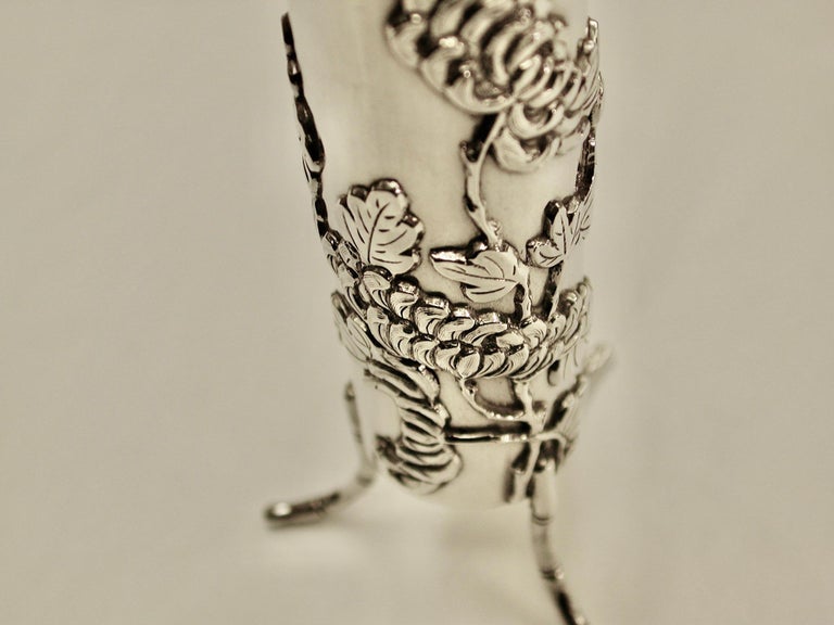 Chinese Silver Bud Vase Decorated with Chrysanthemums, circa 1890 For ...