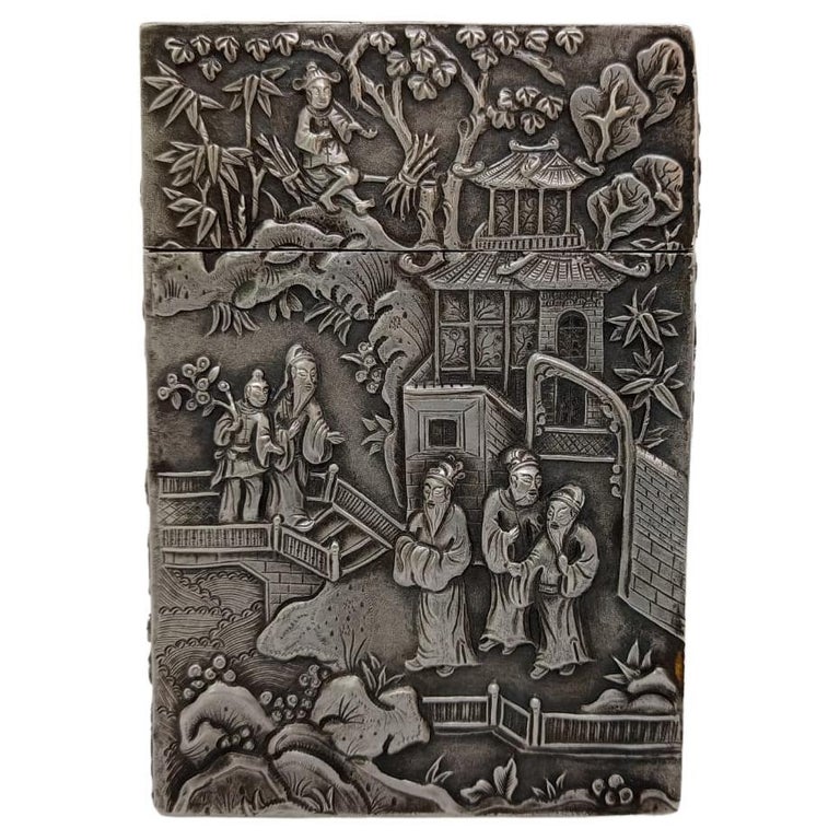 Chinese Silver Card Holder Artist Lee Ching For Sale at 1stDibs