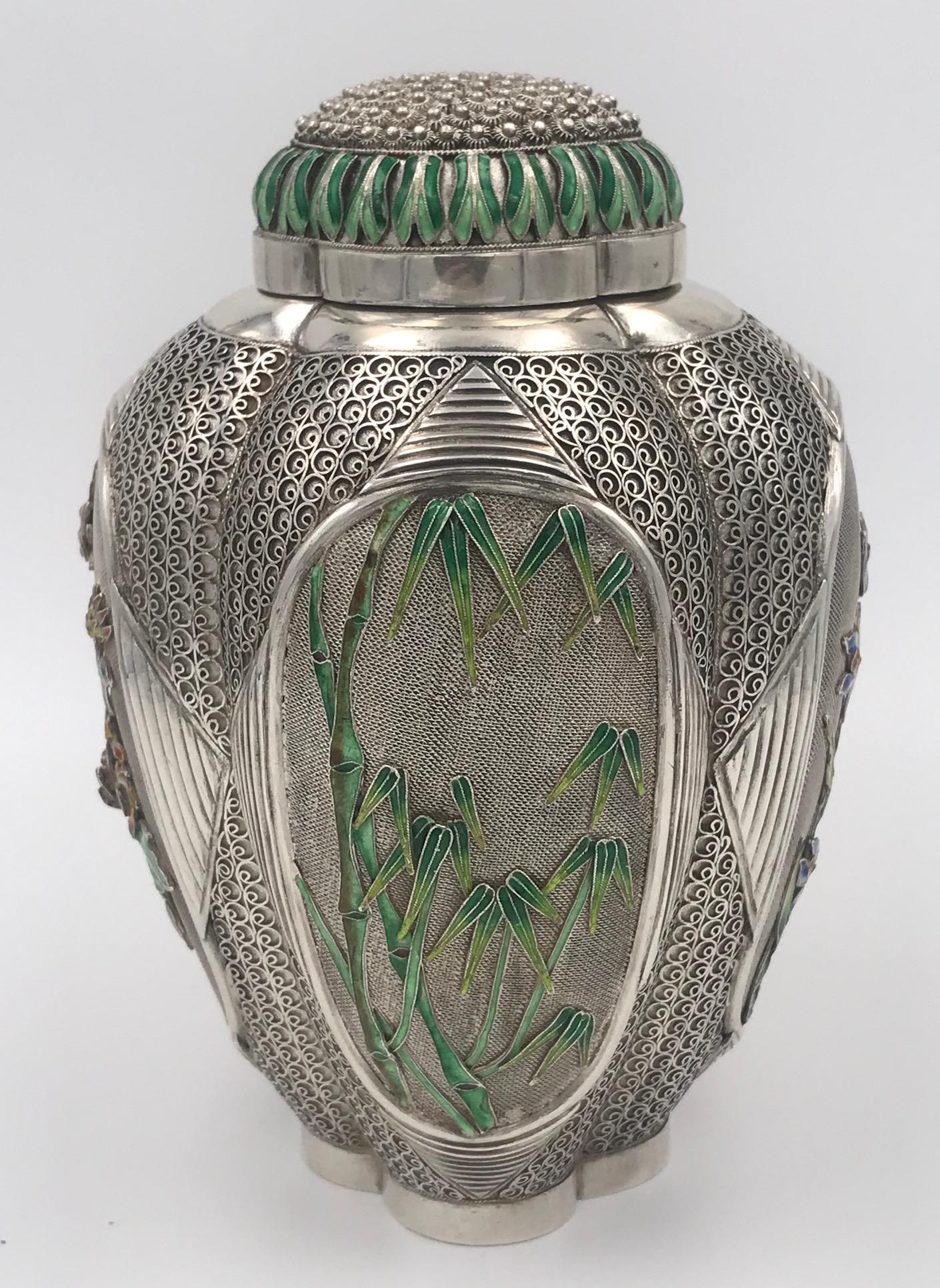 Chinese Silver and Enamel Tea Caddy For Sale at 1stDibs | chinese ...