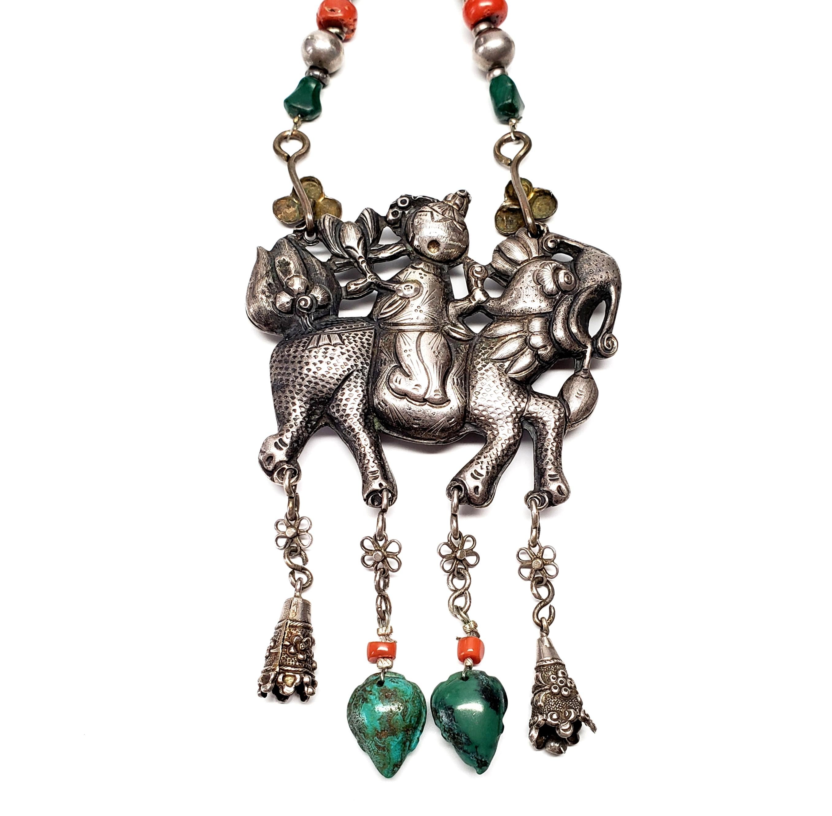 Chinese Silver Qilin Amulet Beaded Necklace at 1stDibs | qilin necklace ...
